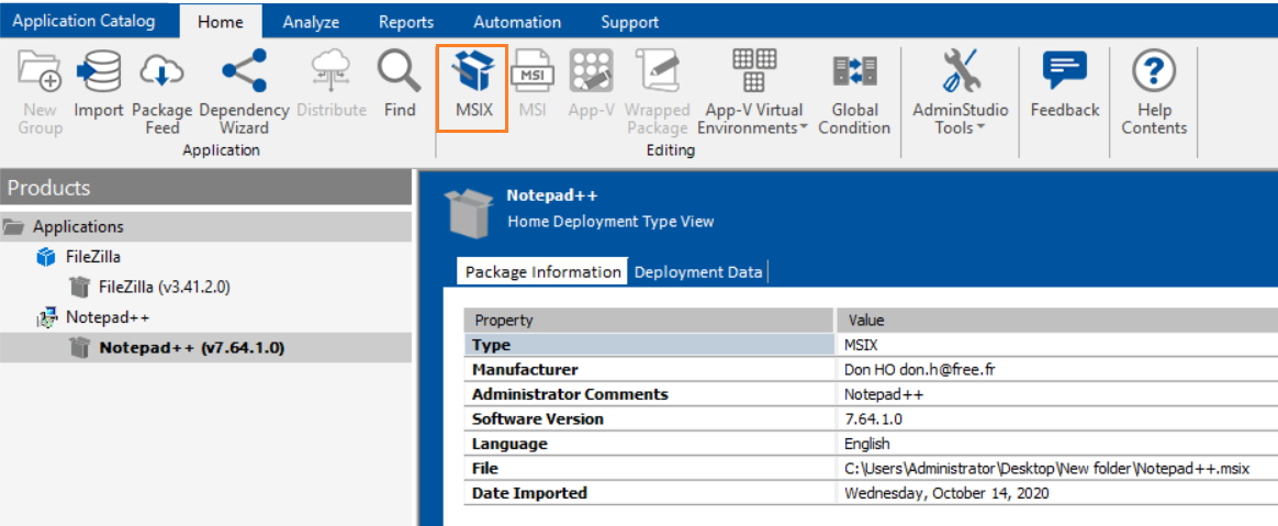 Launching MSIX Editor